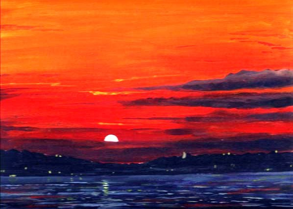 Beauty of Sunset 01 - 12in X 09in,ART_SNSR87_1209,Acrylic Colors ...