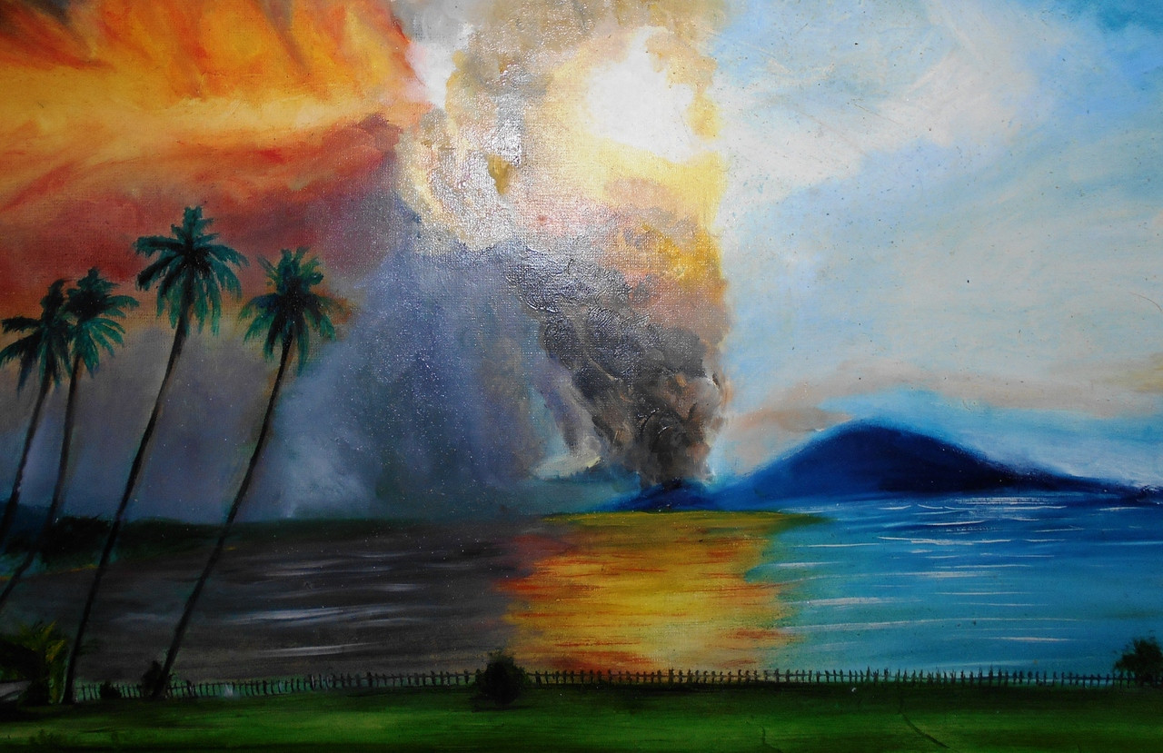 Buy volcanic eruption Handmade Painting by Joydeep Bhowmik. Code:ART ...