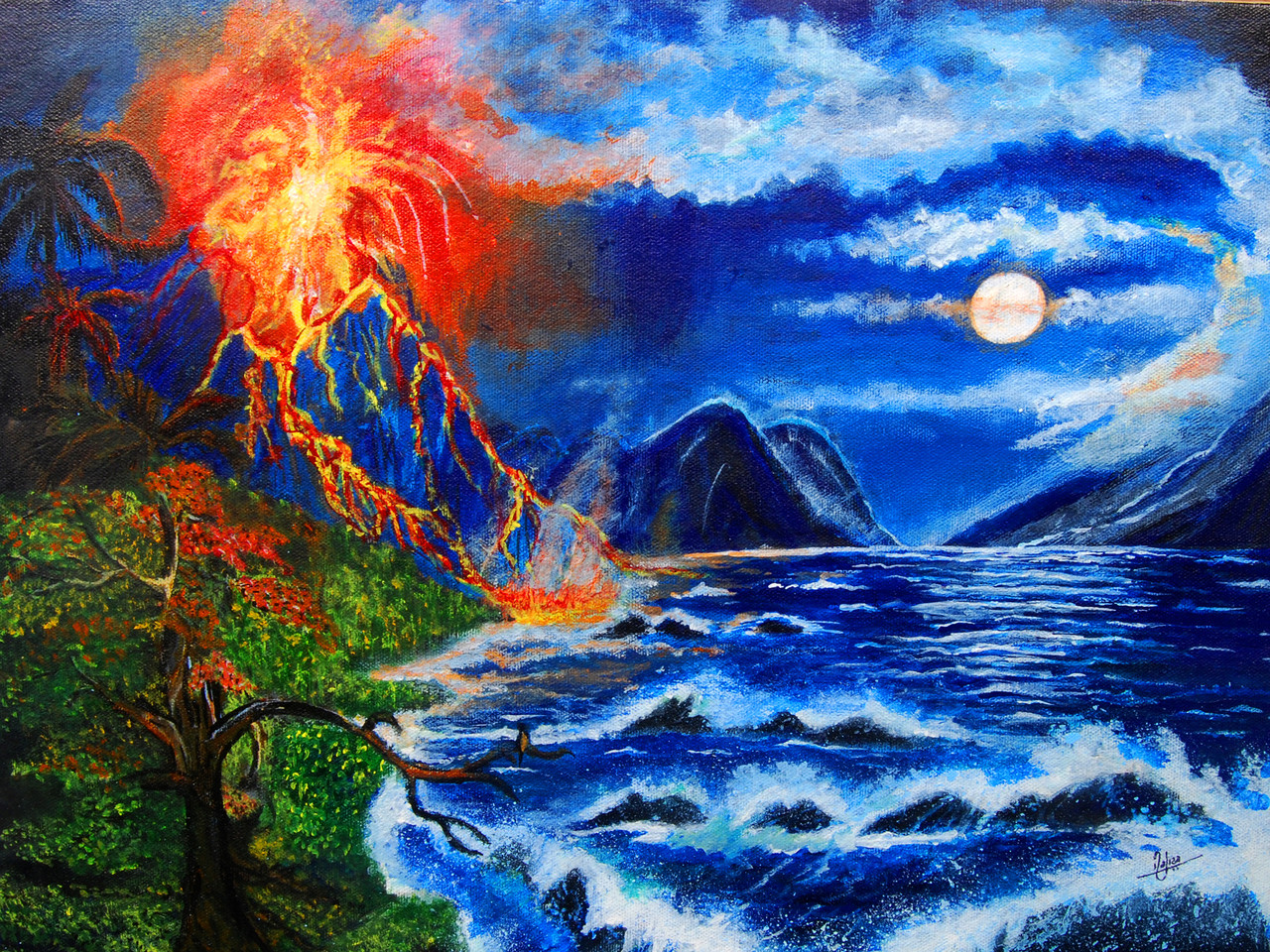 Buy Valcano Handmade Painting by Nafisa Parveen. K. Code:ART_3461_24982 ...