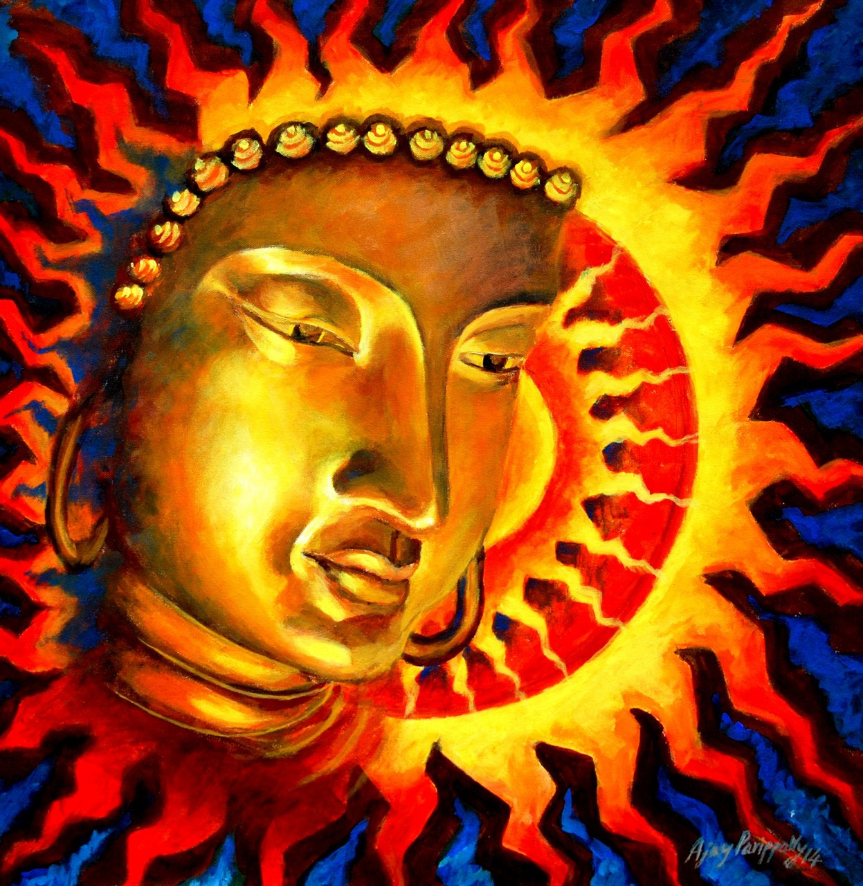 The Glow of Buddha - 29in X 29in,ART_AYPY05_2929,Acrylic Colors,Artist ...