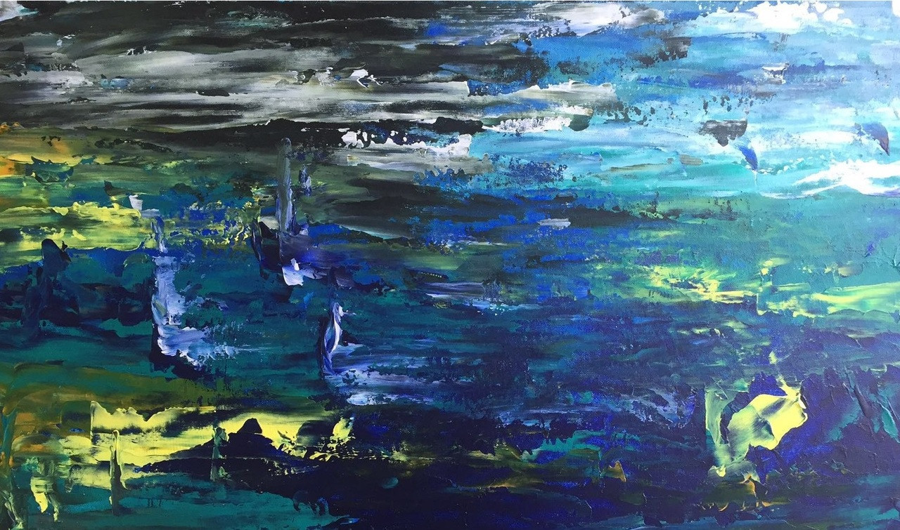 Buy ABSTRACT SEA SCAPE Handmade Painting by NIDHI JAISWAL. Code:ART ...