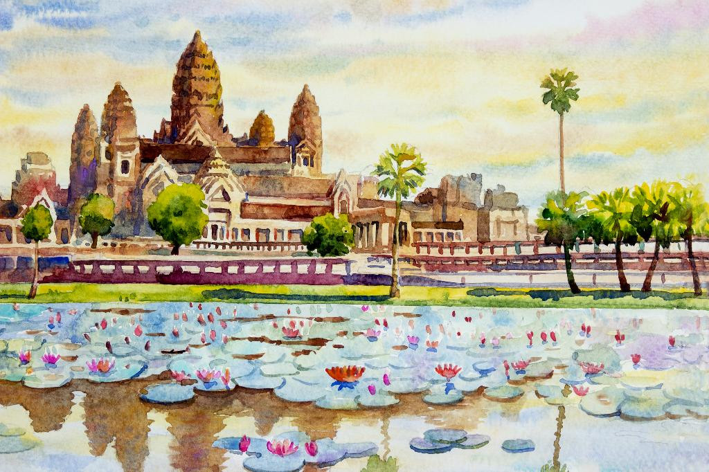 Shop Angkor Wat Temple (PRT_1151) - Canvas Art Print - 33in X 22in ...