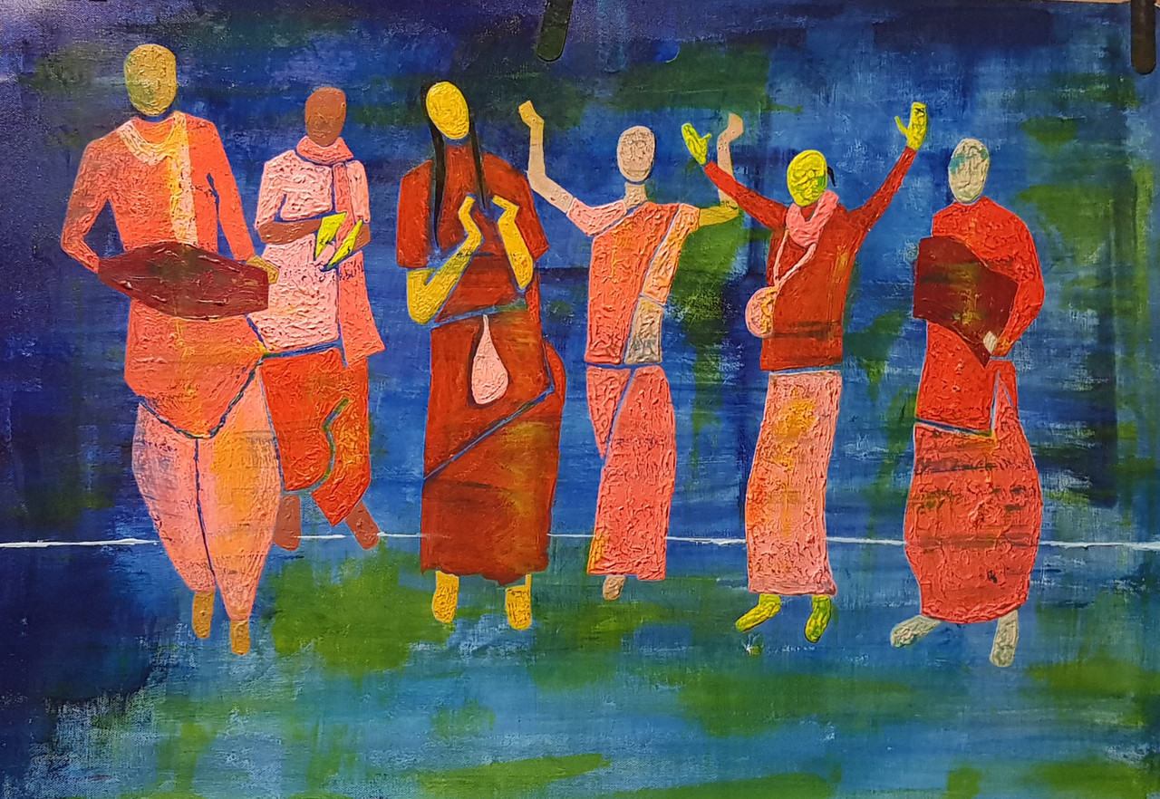 Buy Devotees Handmade Painting by BIPIN BAROT. Code:ART_7682_50927 ...