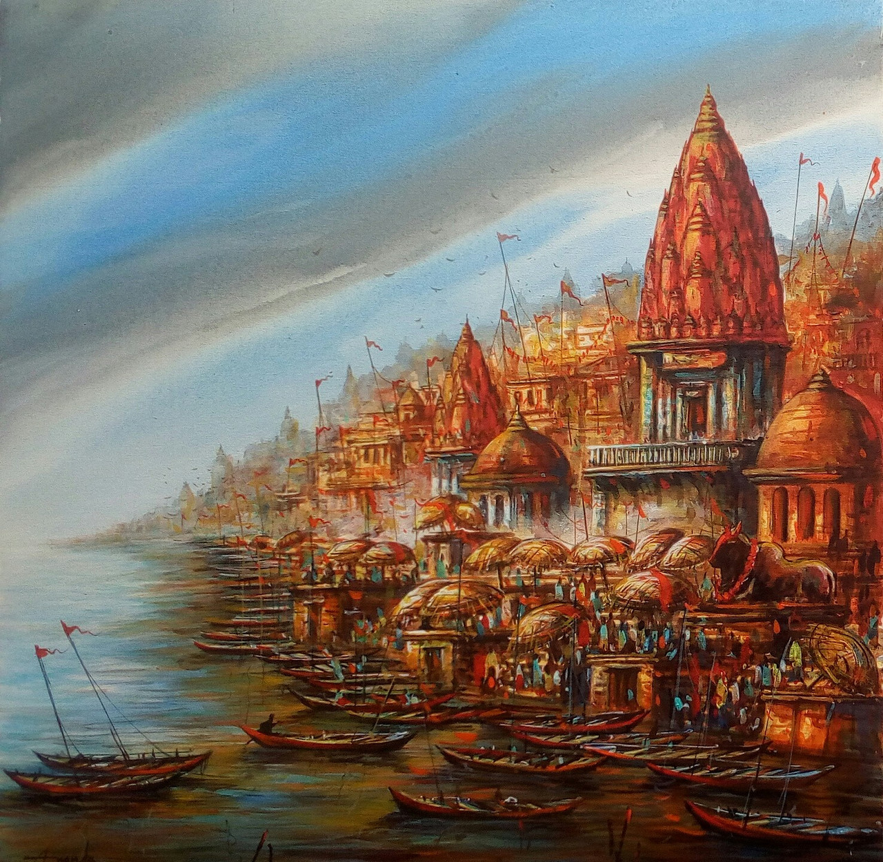 Buy Varanasi Handmade Painting by ANANDA DAS. Code:ART_7456_51599 ...