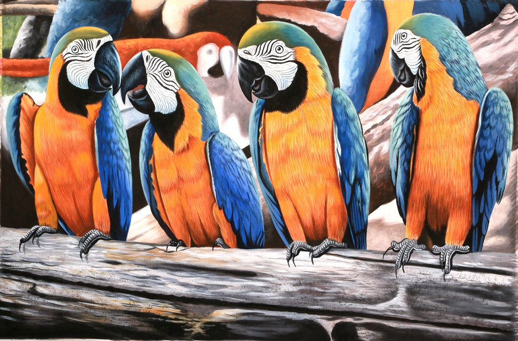 Buy Four Macaw by Community Artists Group@ Rs. 6990. Code:VSH01_3624 ...