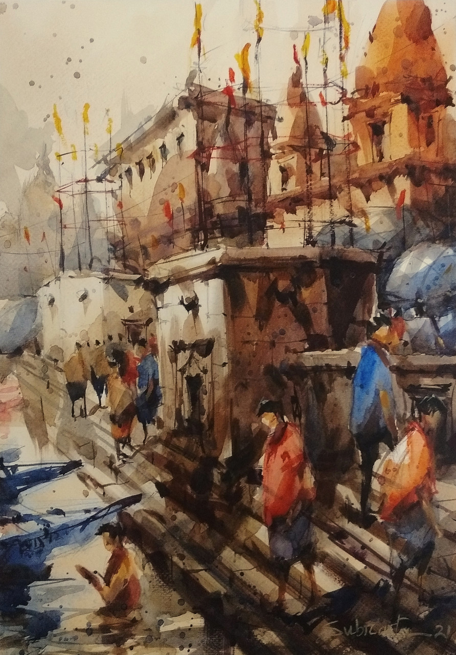 Buy Inner soul of Banaras Handmade Painting by SUBRATA MALAKAR. Code ...