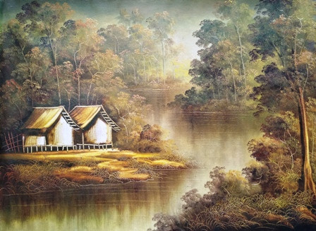 Buy Serene - Forest View Handmade Painting by RENAISSANCE ART MART ...