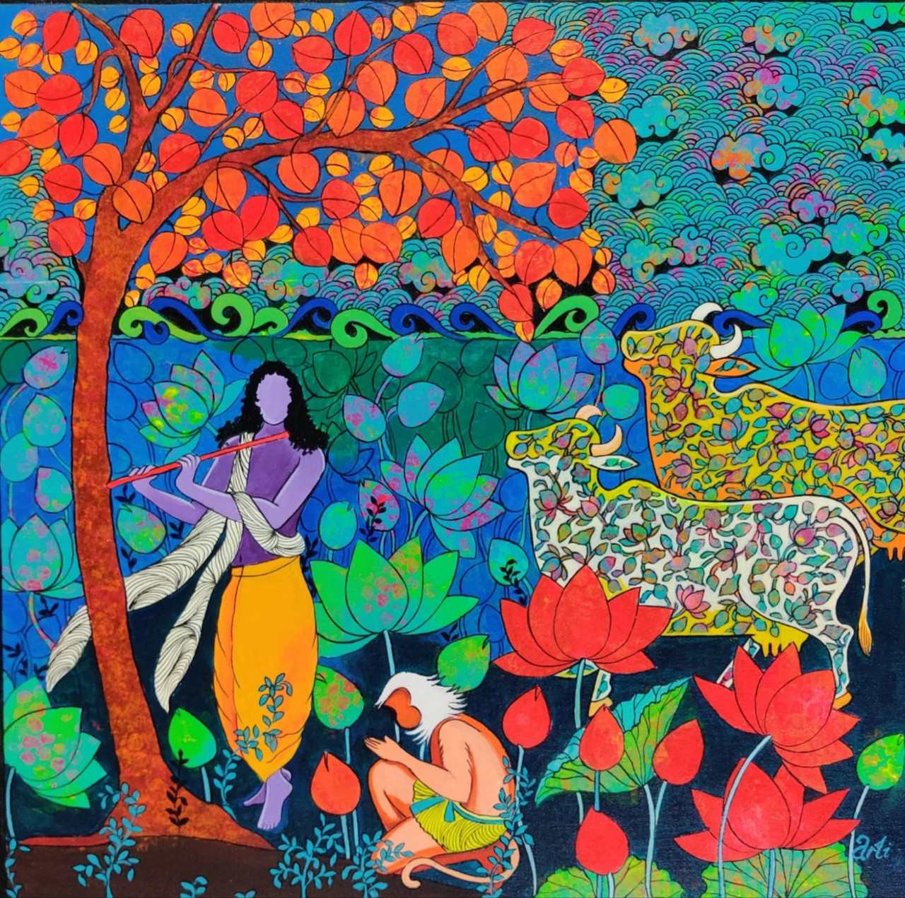 Buy Devotion Handmade Painting by ARTI VOHRA. Code:ART_1968_66621 ...