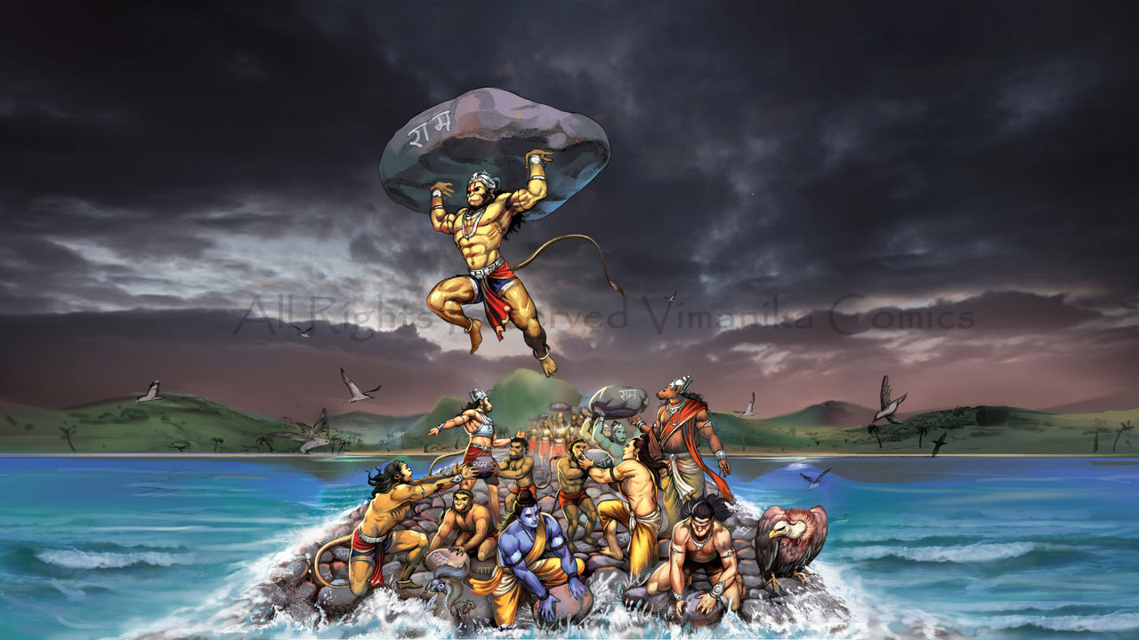 Buy Ram Setu Canvas Art Print by Vimanika Arts. Code:PRT_6900_3218 ...