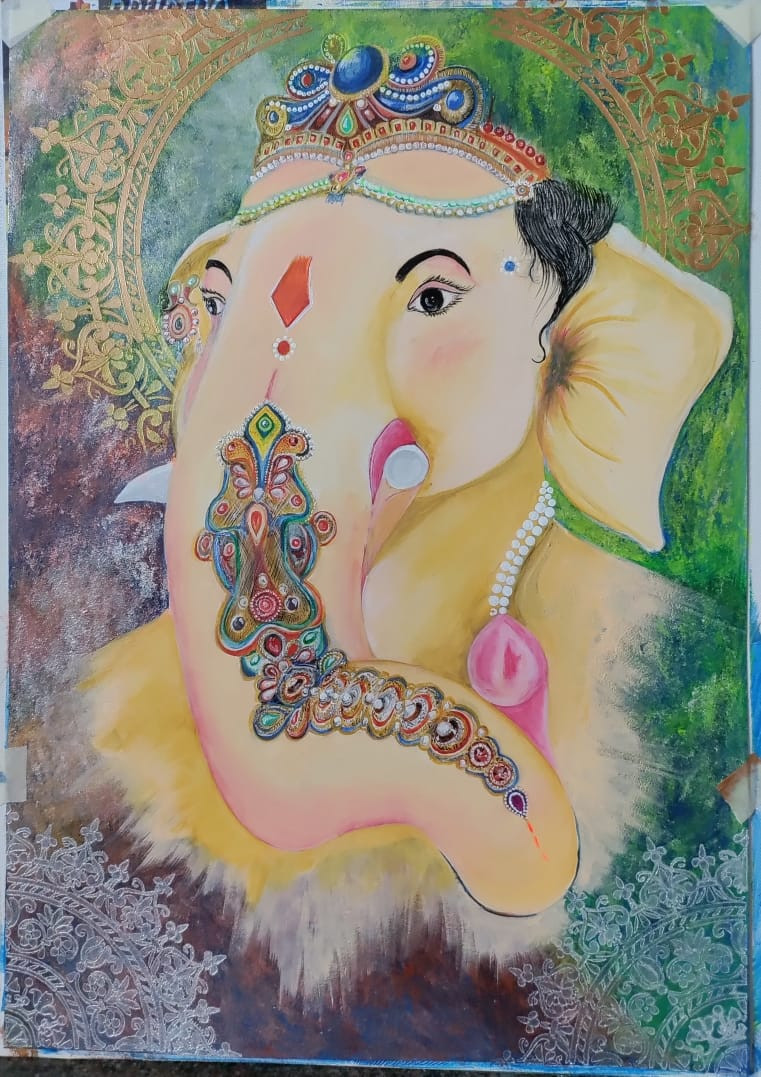 Buy Lord Ganesha Canvas Art Print by RAJU GANTA. Code:PRT_8823_70638 ...