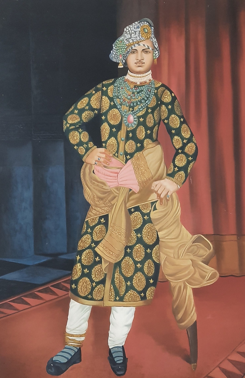 Buy Indian King Portrait Handmade Painting by DHOLAMARU ART GALLERY ...