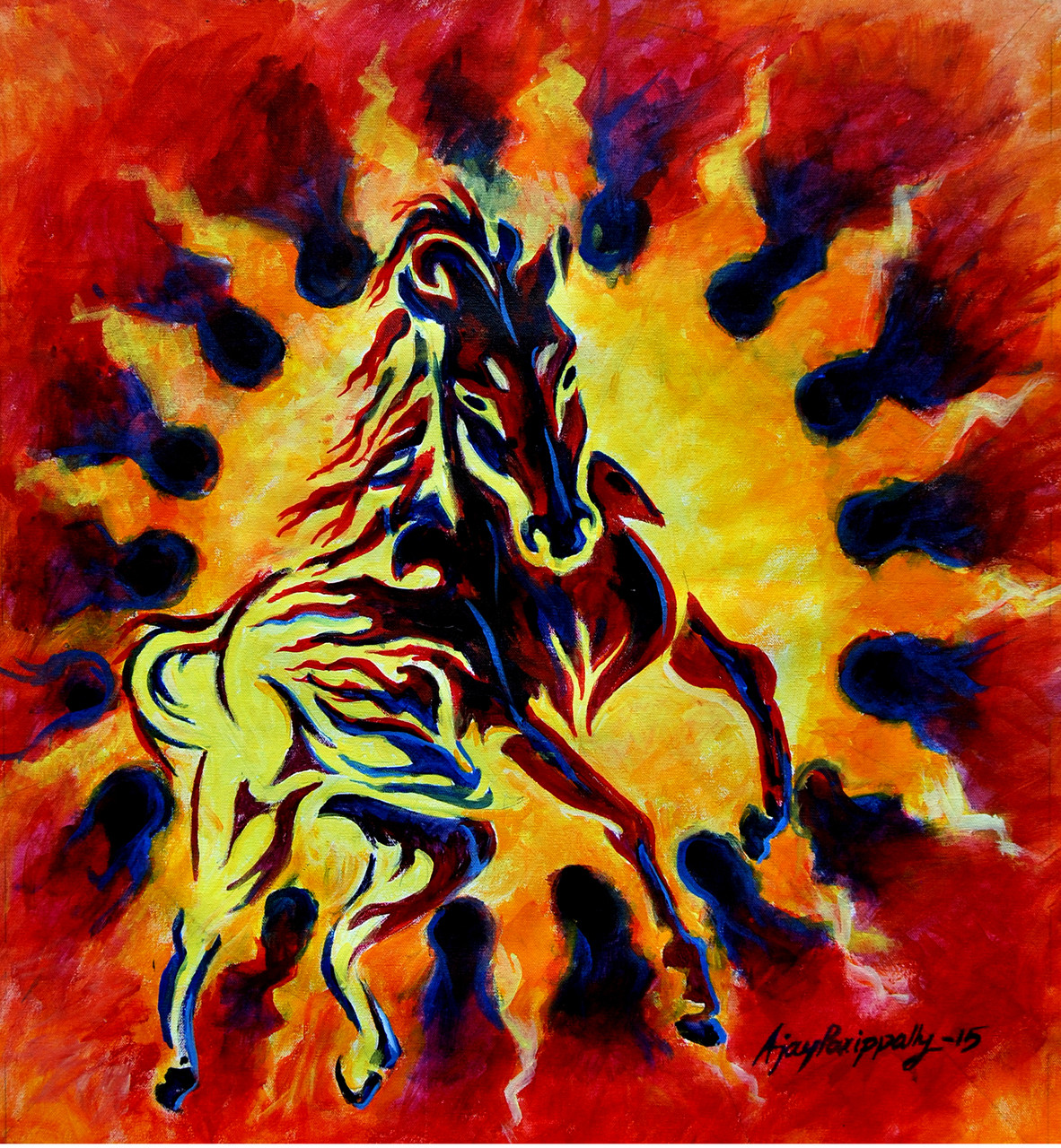 Buy Horse With Sunrise by Ajay Parippally@ Rs. 5090. Code:ART_AYPY25 ...