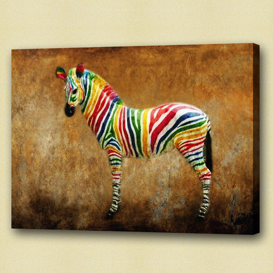 Buy Zebra With Multi Color Strips - Abstract, Contemporary Painting ...