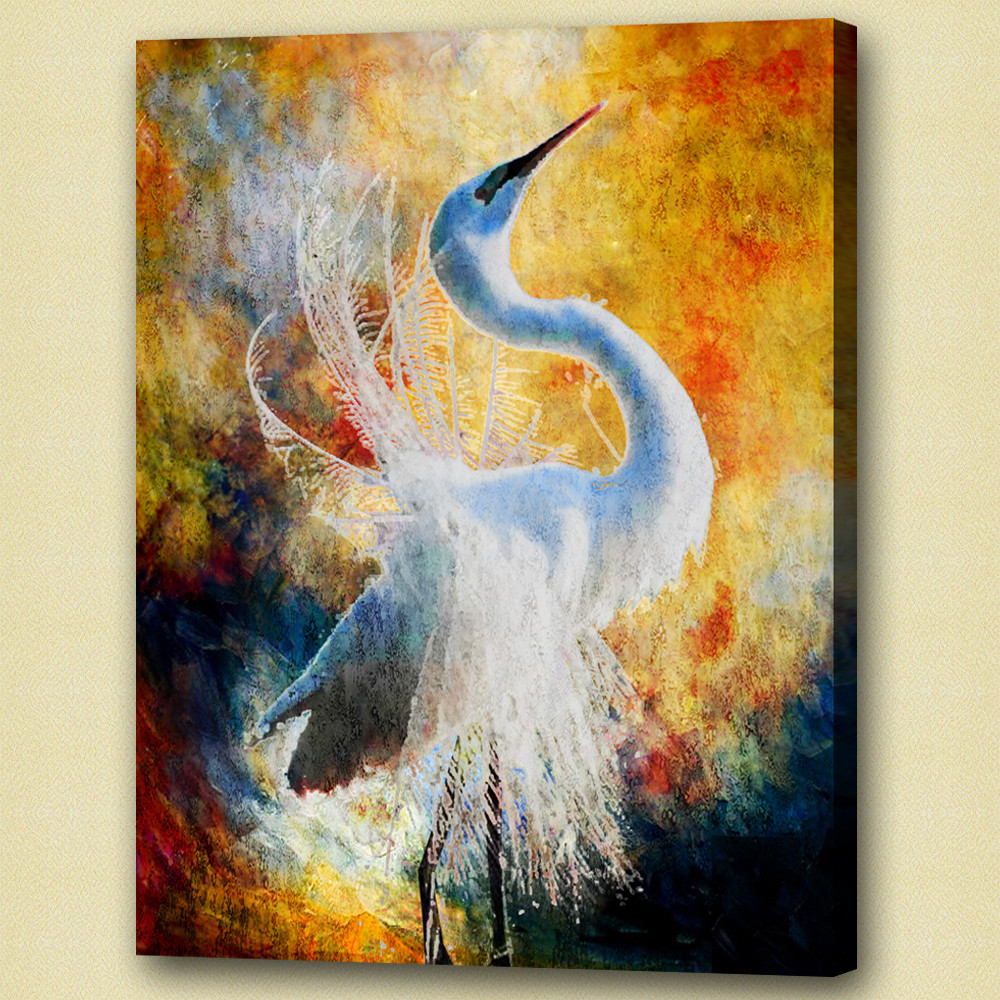 Buy Great Egret Overhead - Abstract Realism Painting Online | Fizdi