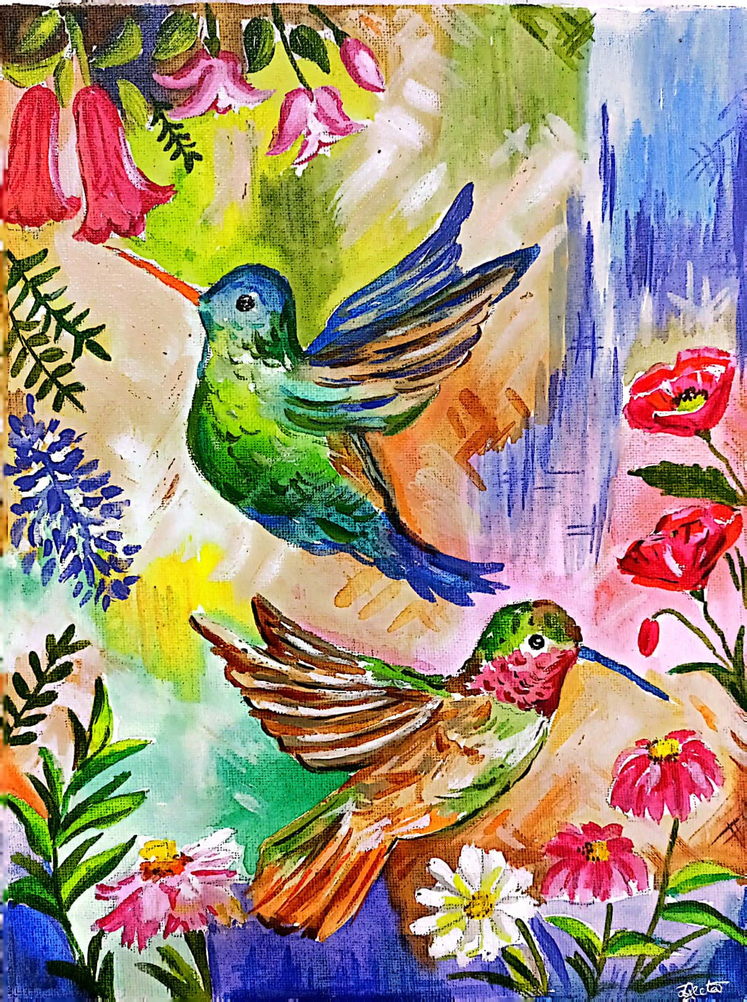 Buy Hummingbirds - Vibrant, Nature, Realistic Painting Online | Fizdi