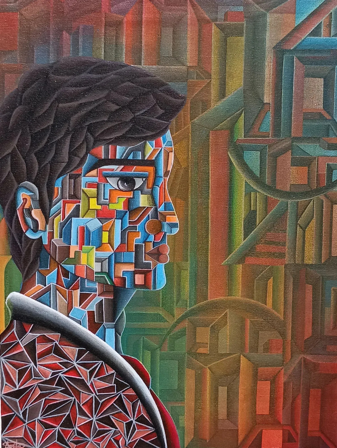 Buy Geometrical Side Face 2 - Geometric, Abstract Painting Online | Fizdi