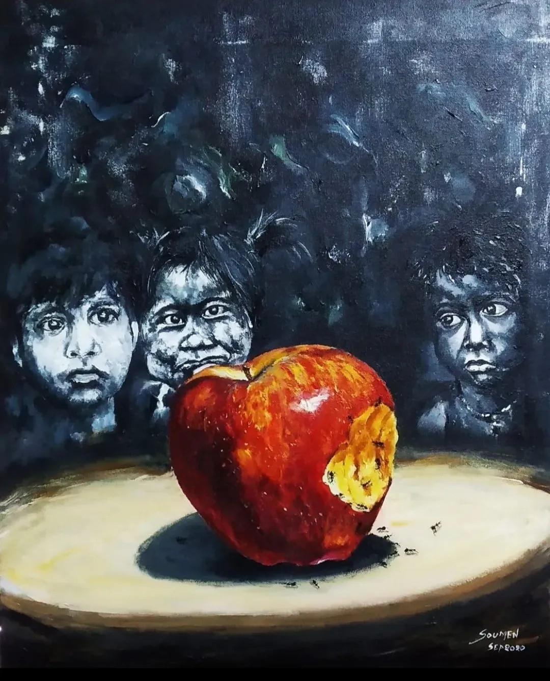 Buy Starving Children - Realism, Expressive, Dark Painting Online | Fizdi