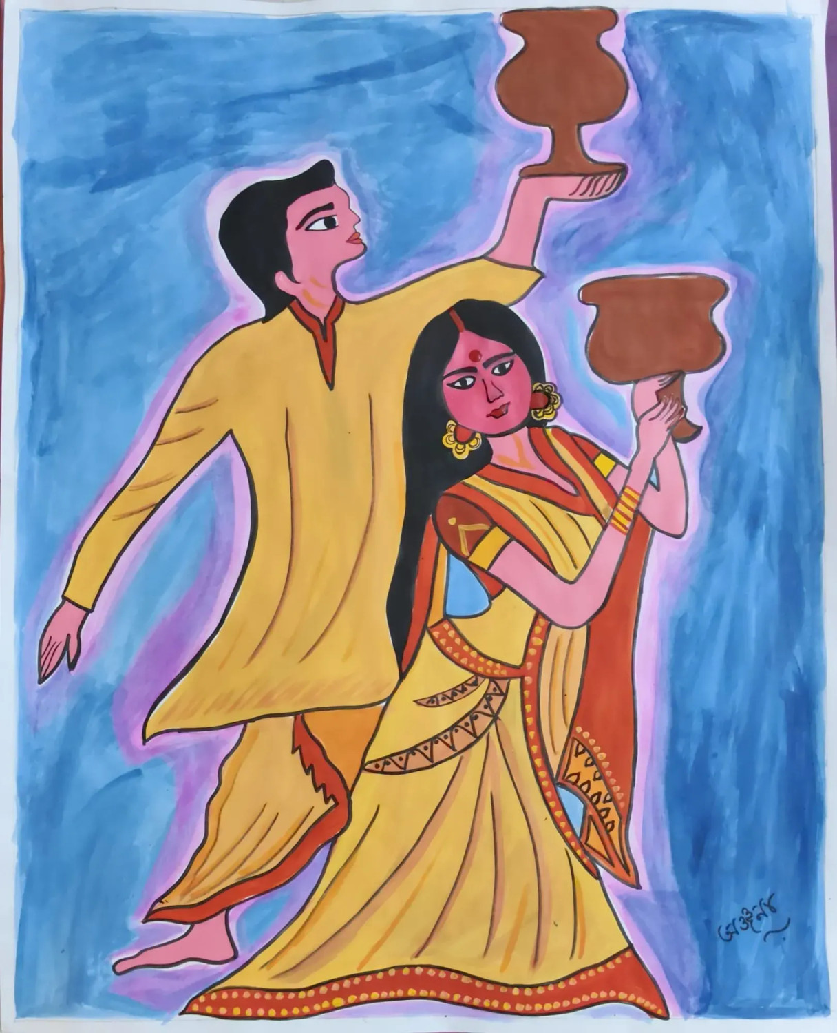 Buy Dhunuchi Dance (ART-15455-101855) - Handpainted Art Painting - 22 ...