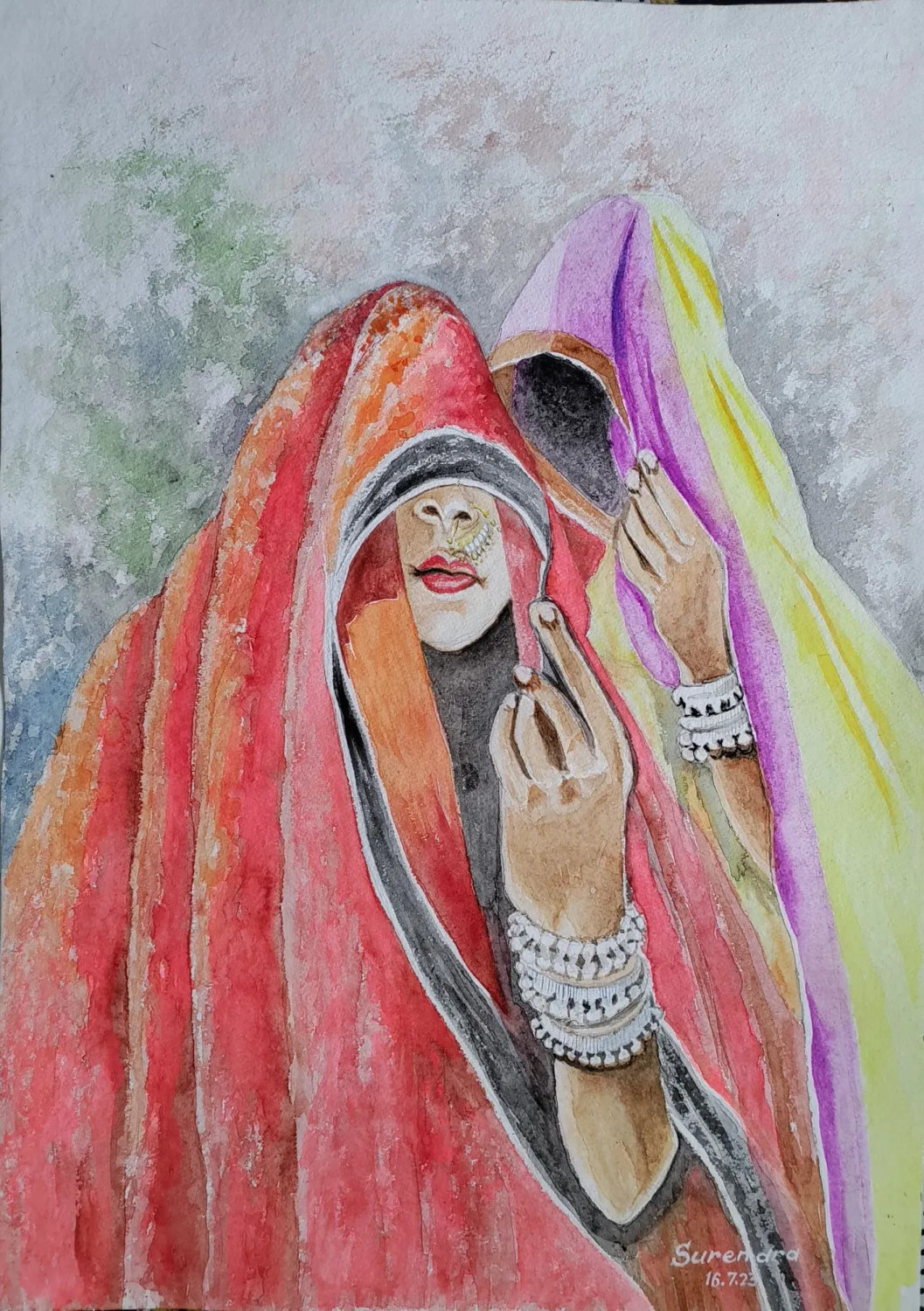Buy Raasthani Ghoonghat -109 - Traditional, Figurative Painting Online ...