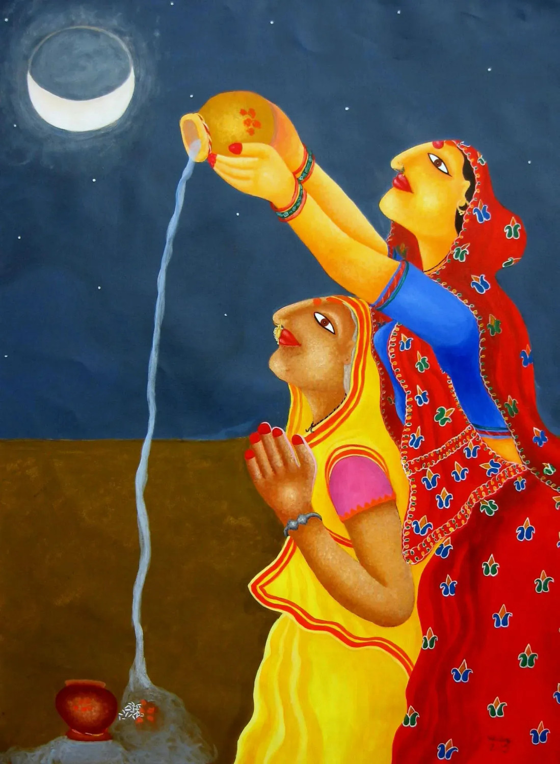 Buy Chandra Argha (ART-15769-103298) - Handpainted Art Painting - 36in ...