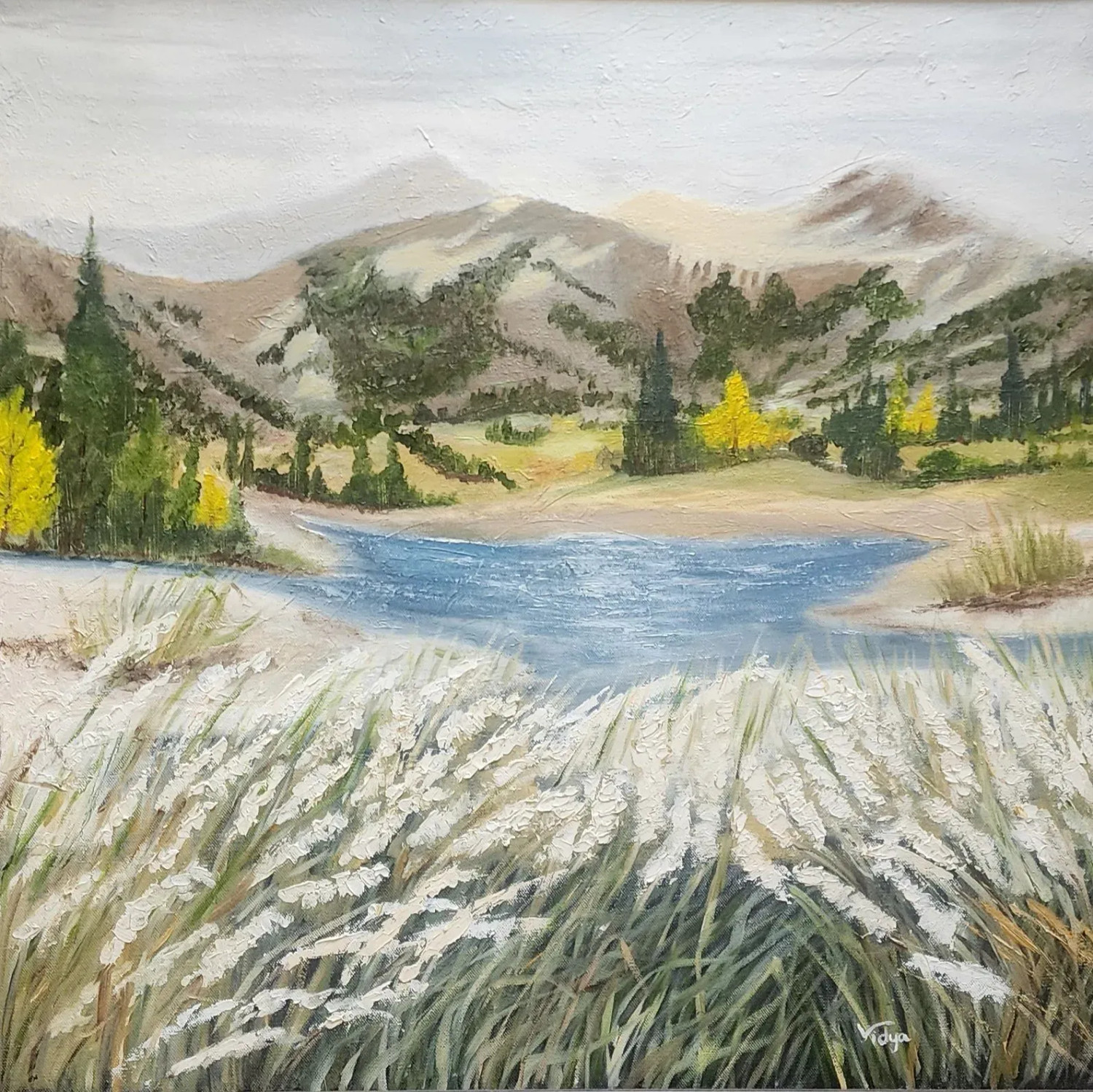 Buy Lake Front Mountain Meadow - Landscape, Realism Painting Online | Fizdi