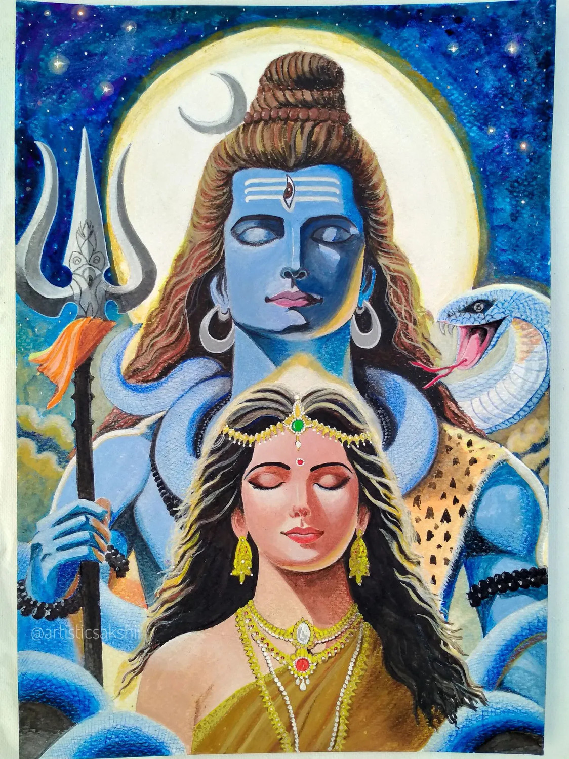 Buy Shiva Parvati - Mythological, Divine, Traditional Painting Online ...