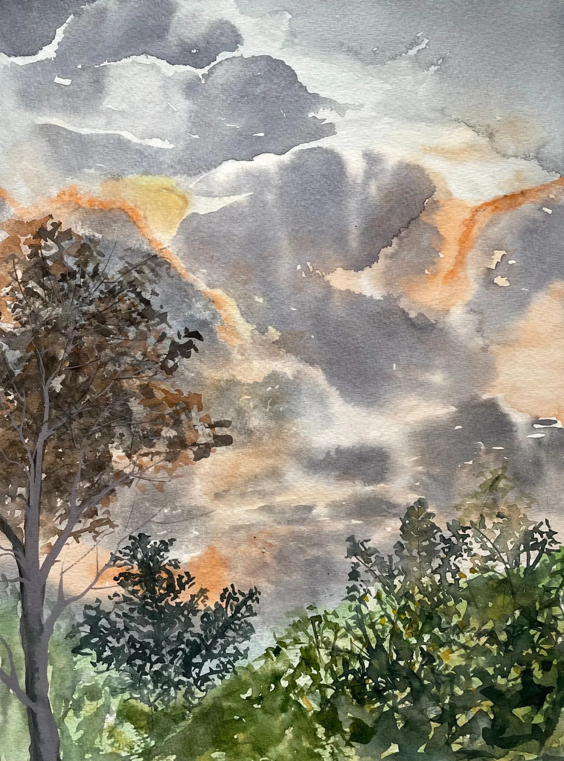 Buy Before A Rainstorm - Watercolor Landscape Painting Online | Fizdi