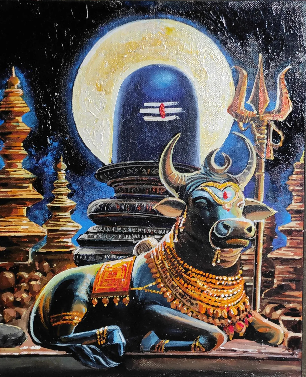 Buy Shiv Sambhu (ART-7901-107986) - Handpainted Art Painting - 10in X ...