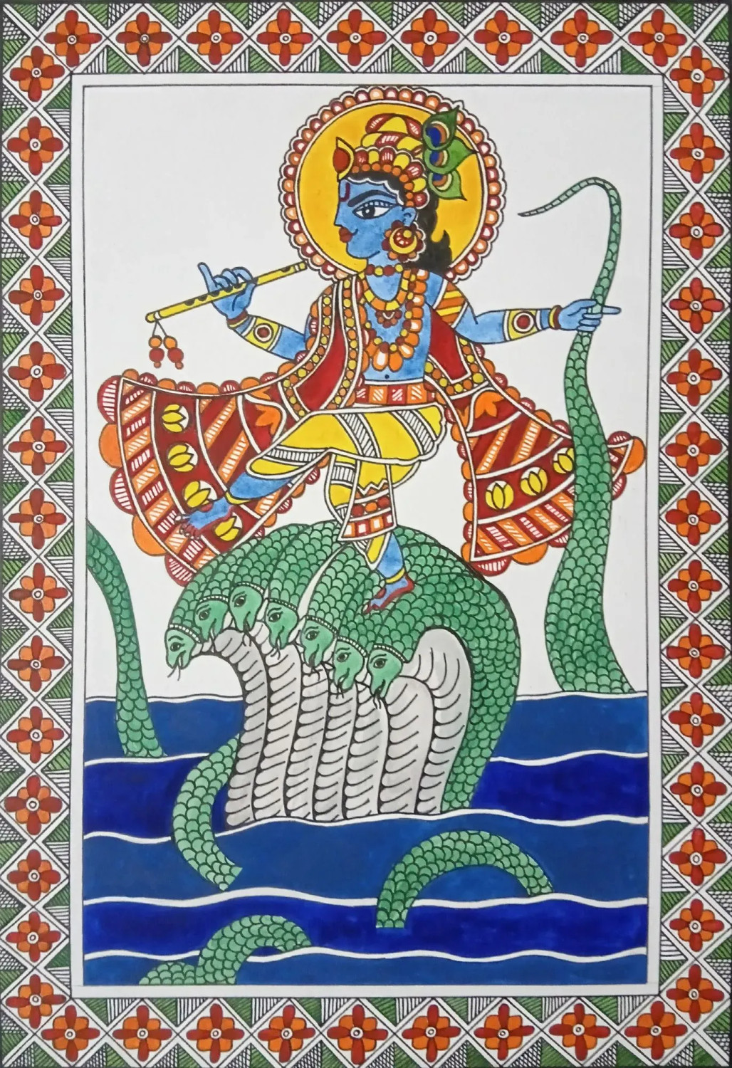 Buy Kaliya Naag Mardan Madhubani Painting - Madhubani, Folk ...
