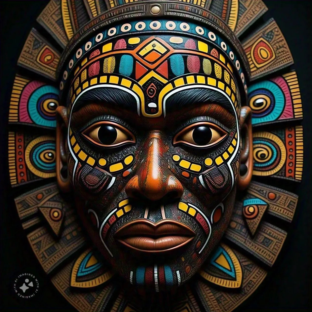 Buy African Mask 001 - Tribal, Detailed, Vibrant Painting Online | Fizdi