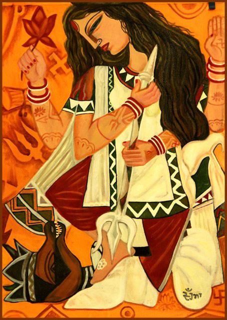 Goddess - Handpainted Art Painting - 30in X 40in (Framed) - Fizdi.com