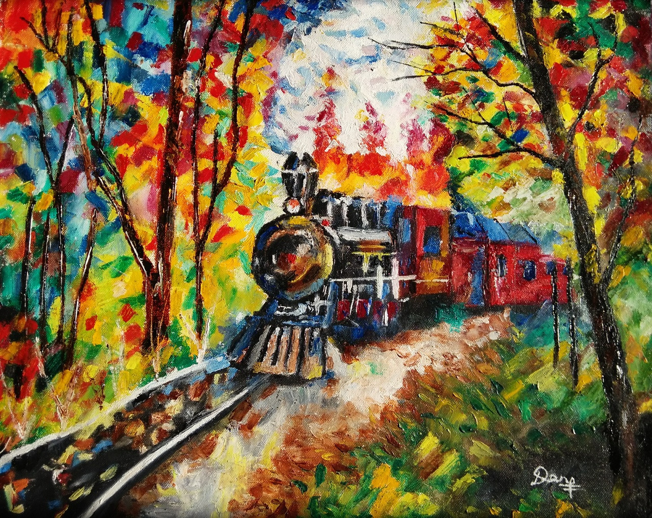Buy Train - Impressionist, Vibrant, Dynamic Painting Online | Fizdi