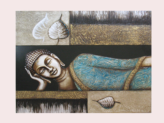 Buy SLEEPING BUDDHA MURAL B-4 Handmade Painting by DARSHANA MUTHA. Code ...