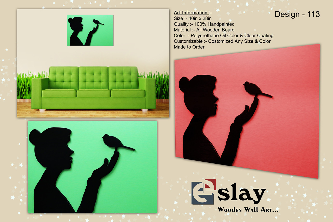 Buy Girl Play With Bird Handmade Painting by Sunil Monga. Code:ART_3137 ...