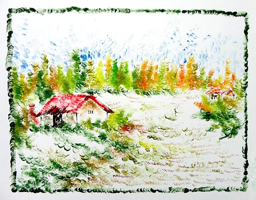 Scenery Art 06 - 13in X 11in,ART_KAPL38_1311,Mixed Media,Fingerprint ...