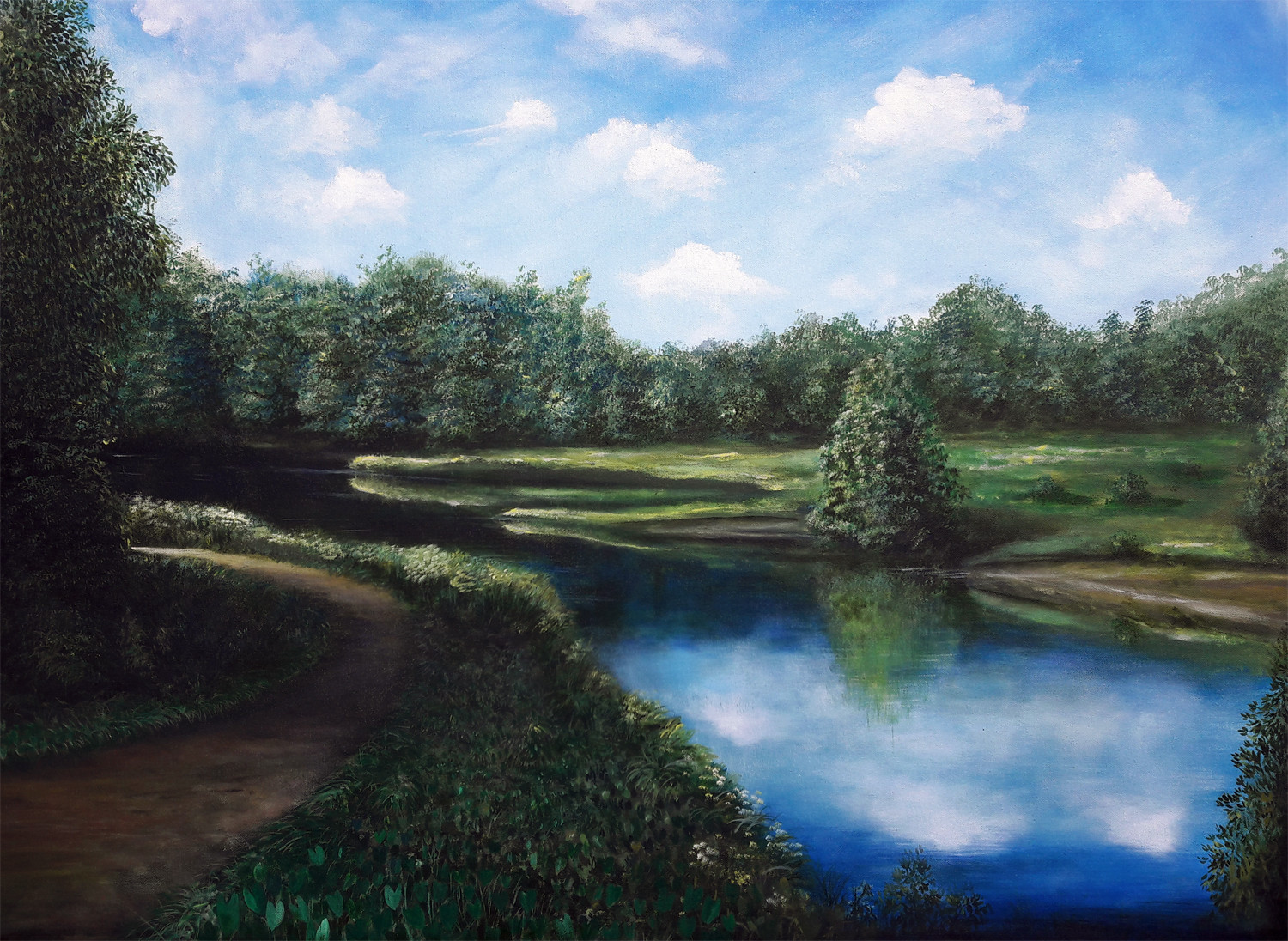 Buy Reflection Landscape (ART_464_22638) - Handpainted Art Painting ...
