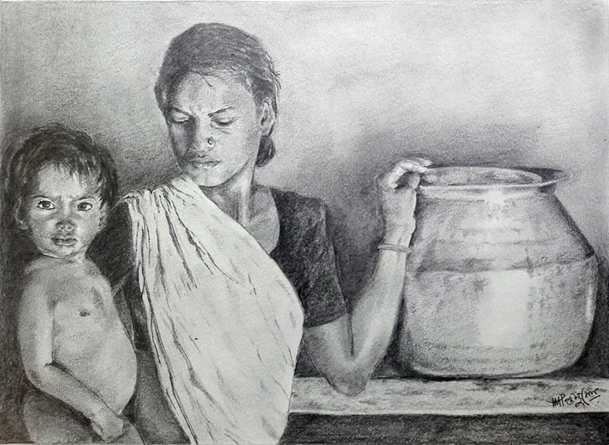 Buy POVERTY Handmade Painting by SANTANU SEN. Code:ART_5663_32639 ...