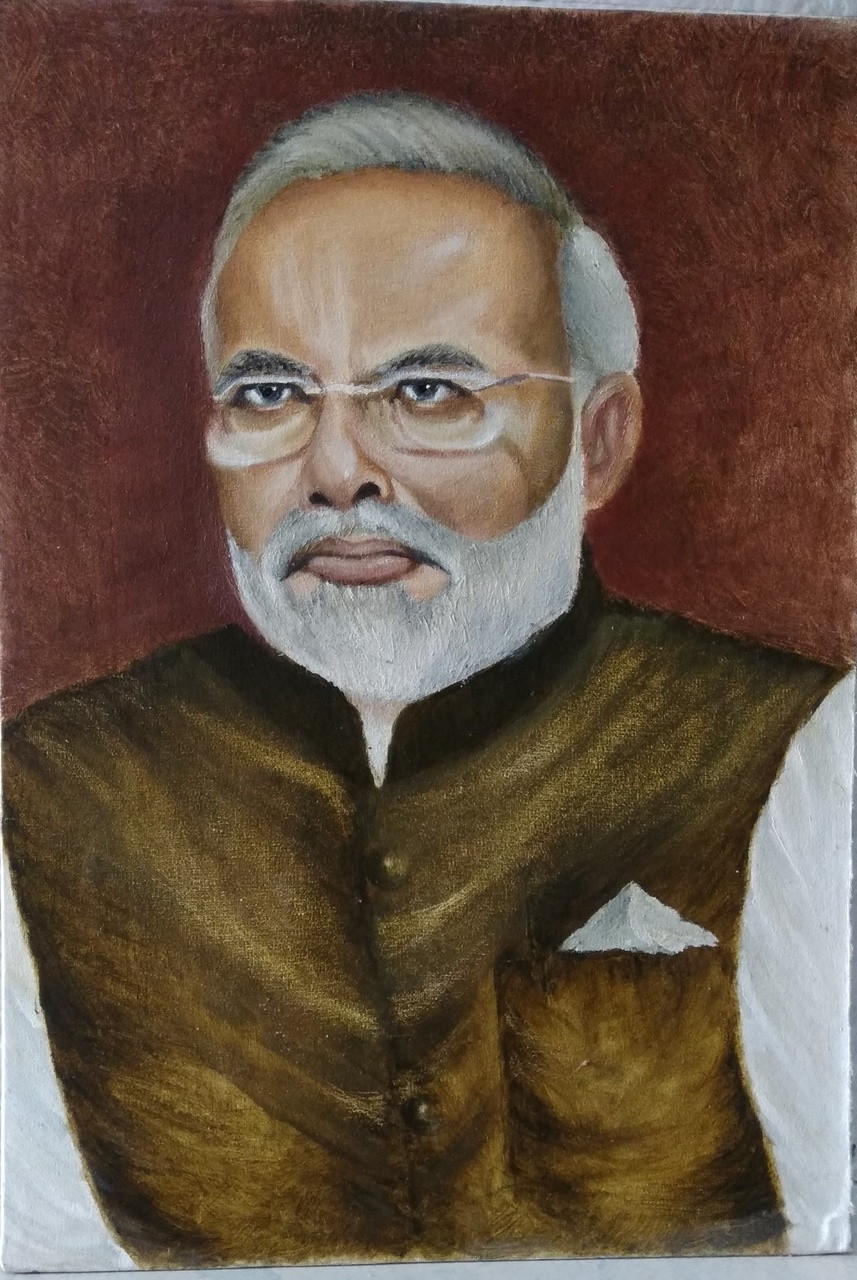 Buy Prime Minister of India Shri. Narendraji Modi Handmade Painting by ...