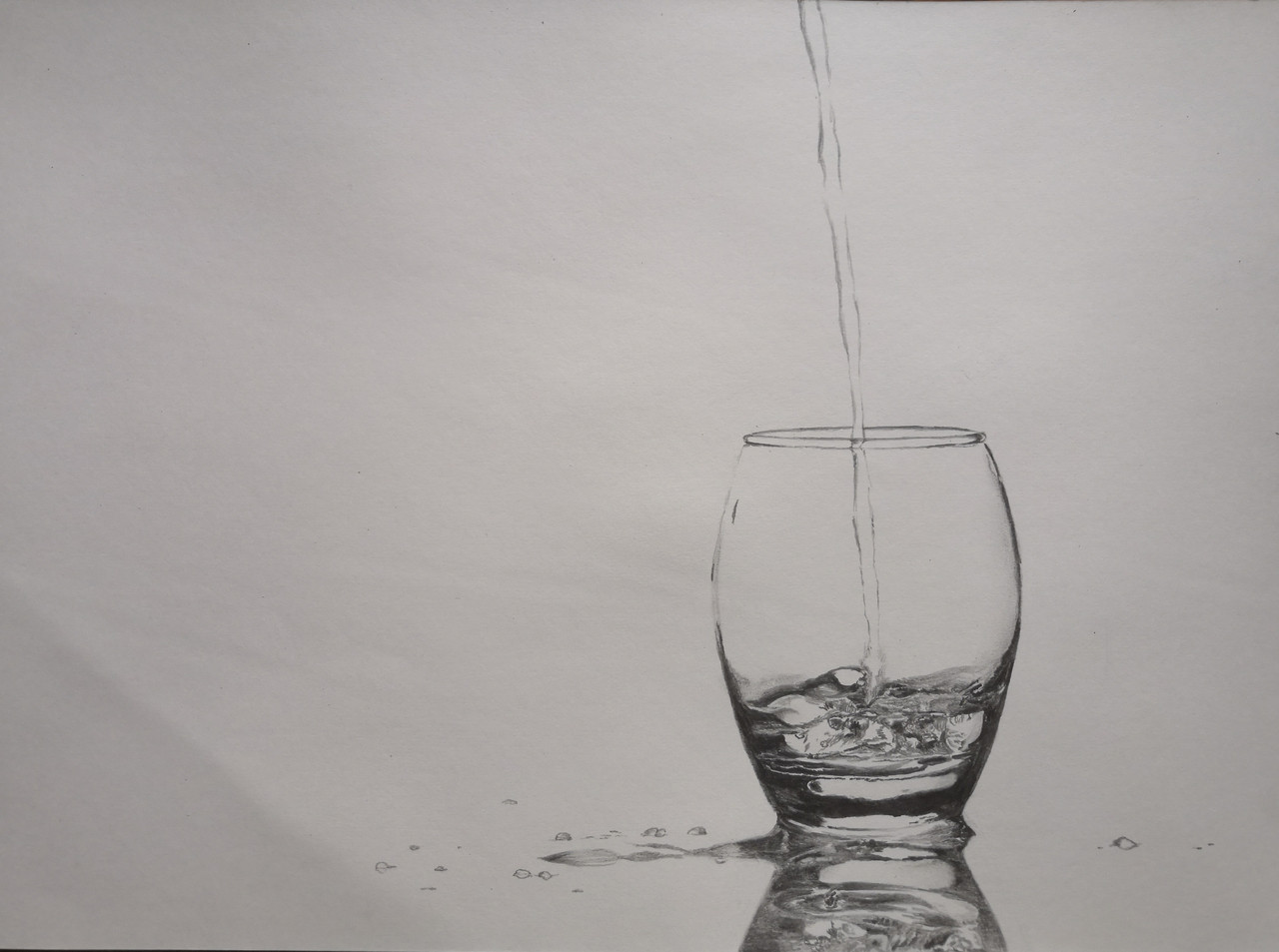 Pouring Water Pencil Drawing