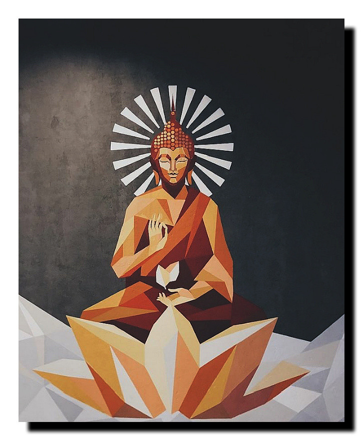 Buy Buddha Geometric Pattern Art Painting Handmade Painting by AKASH ...