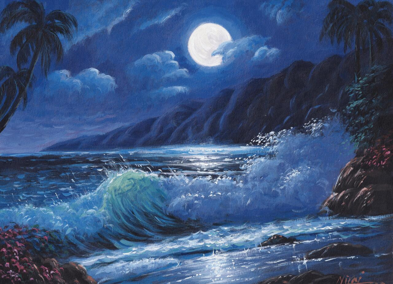 Moonlight Seascape A Seascape, Shipping By Moonlight Digital