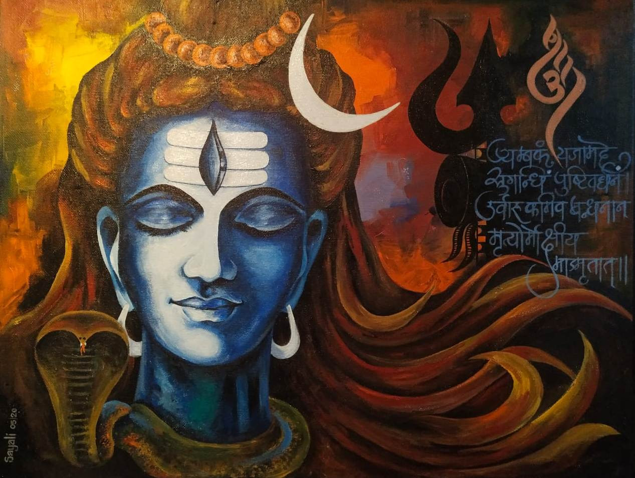 Buy Mahadeva - Lord of Divine Energy Handmade Painting by SAYALI JADHAV ...