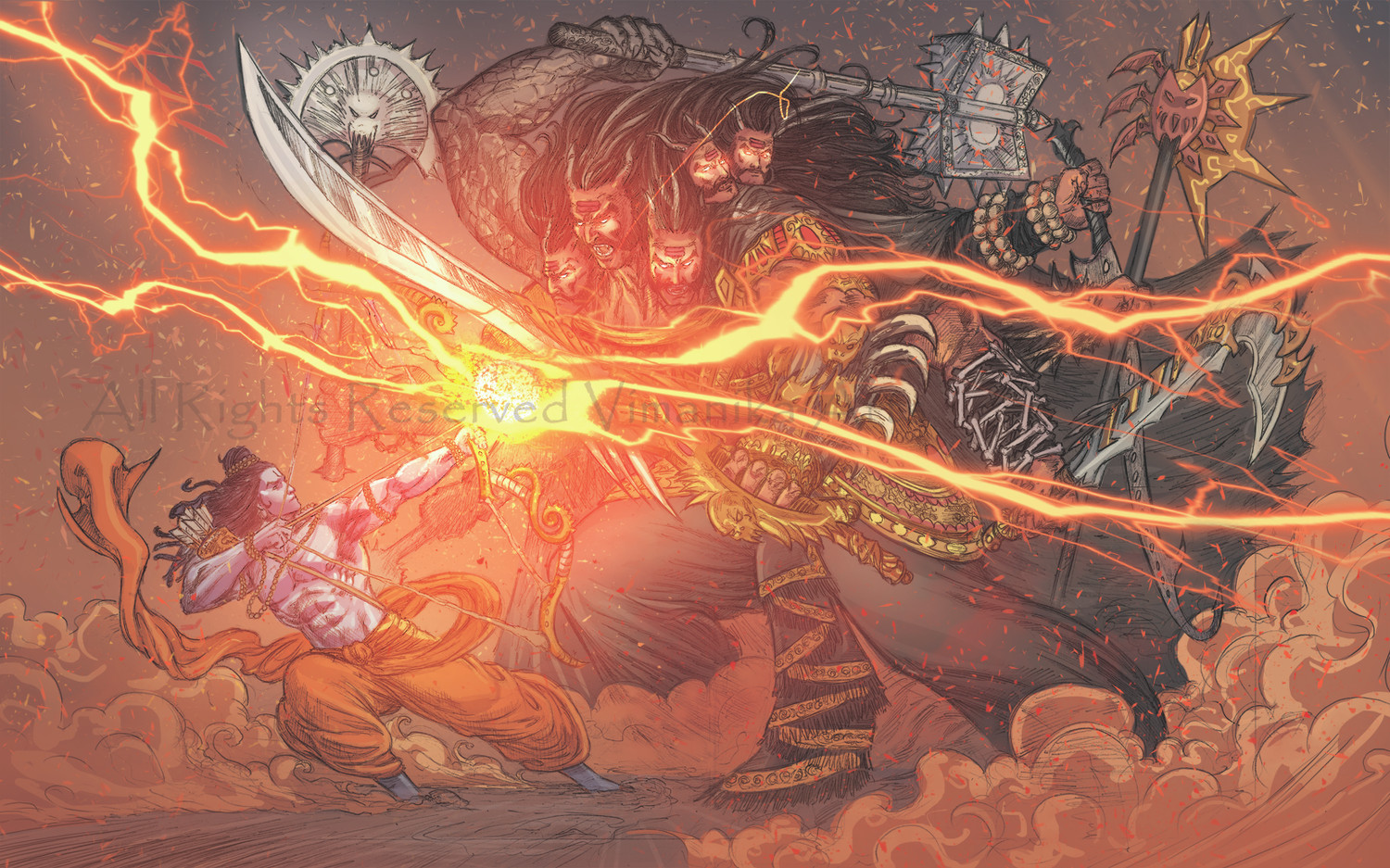 Buy Ram Vs Ravan Final Battle - Epic, Mythological, Dynamic Painting ...