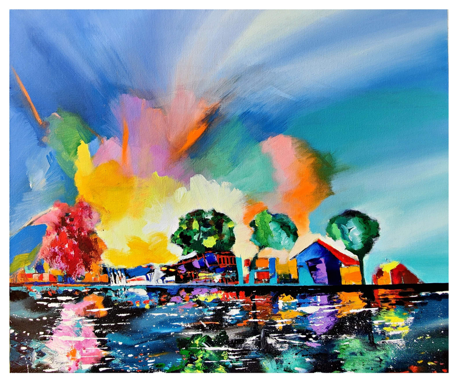 Buy SUNRISE EXPLOSION Handmade Painting by RICHA PAMNANI. Code:ART_7850 ...