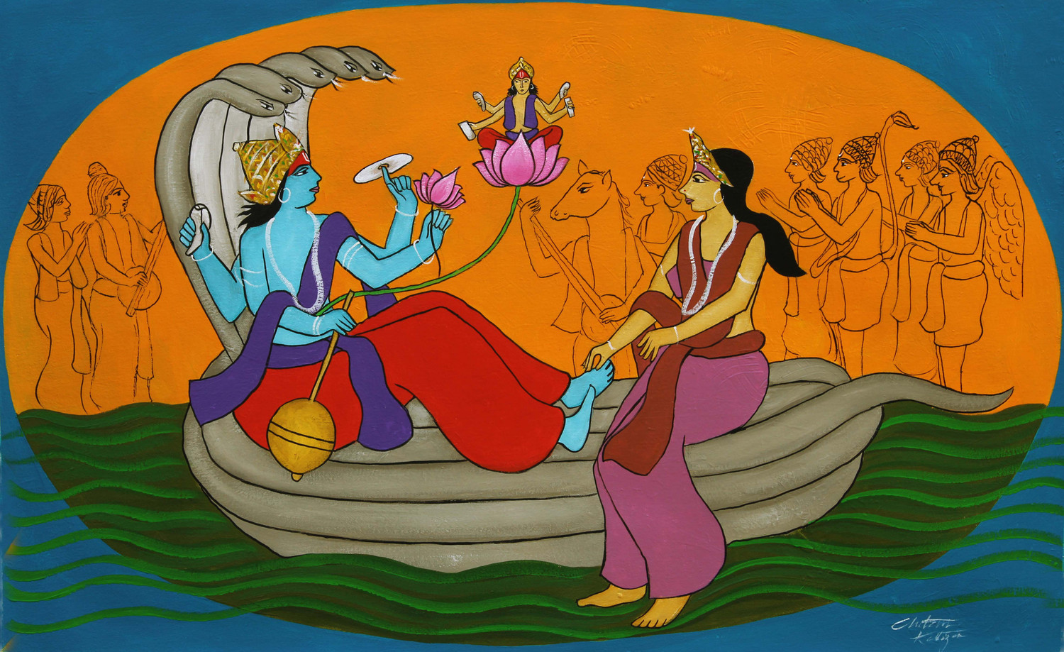 Buy Lord Vishnu - Traditional, Spiritual, Indian Painting Online | Fizdi