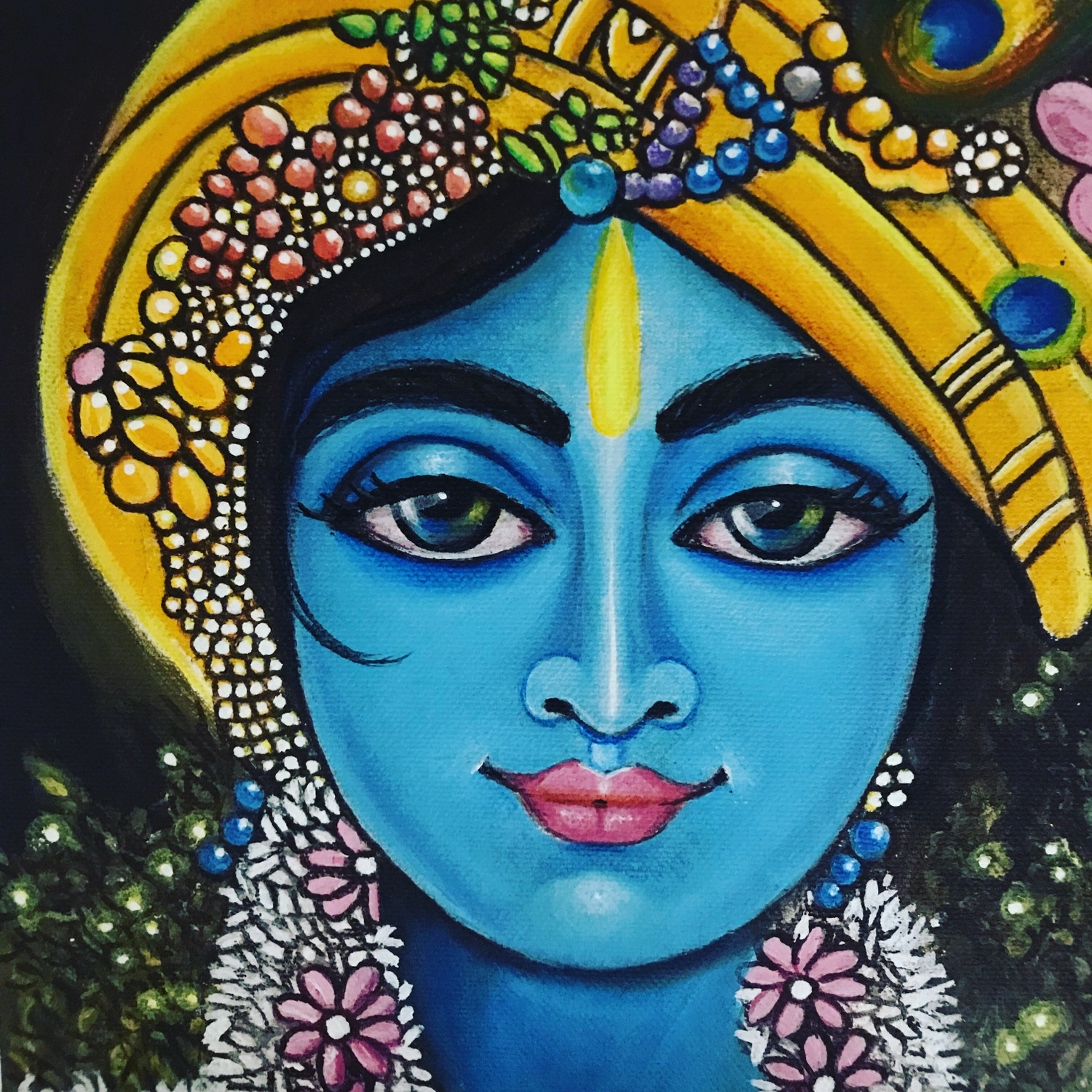 Buy Krishna Eyes - Religious, Portrait, Traditional Painting Online | Fizdi