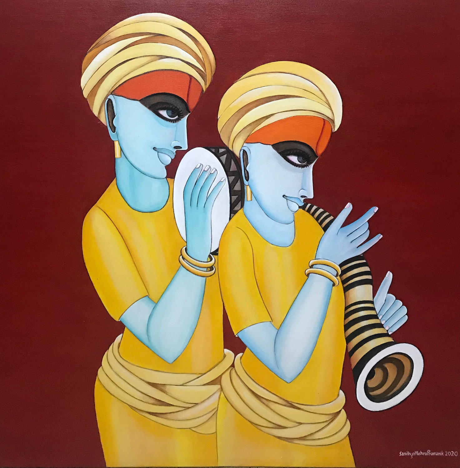 Buy Baul Singers Looking - Traditional, Folk, Figurative Painting ...