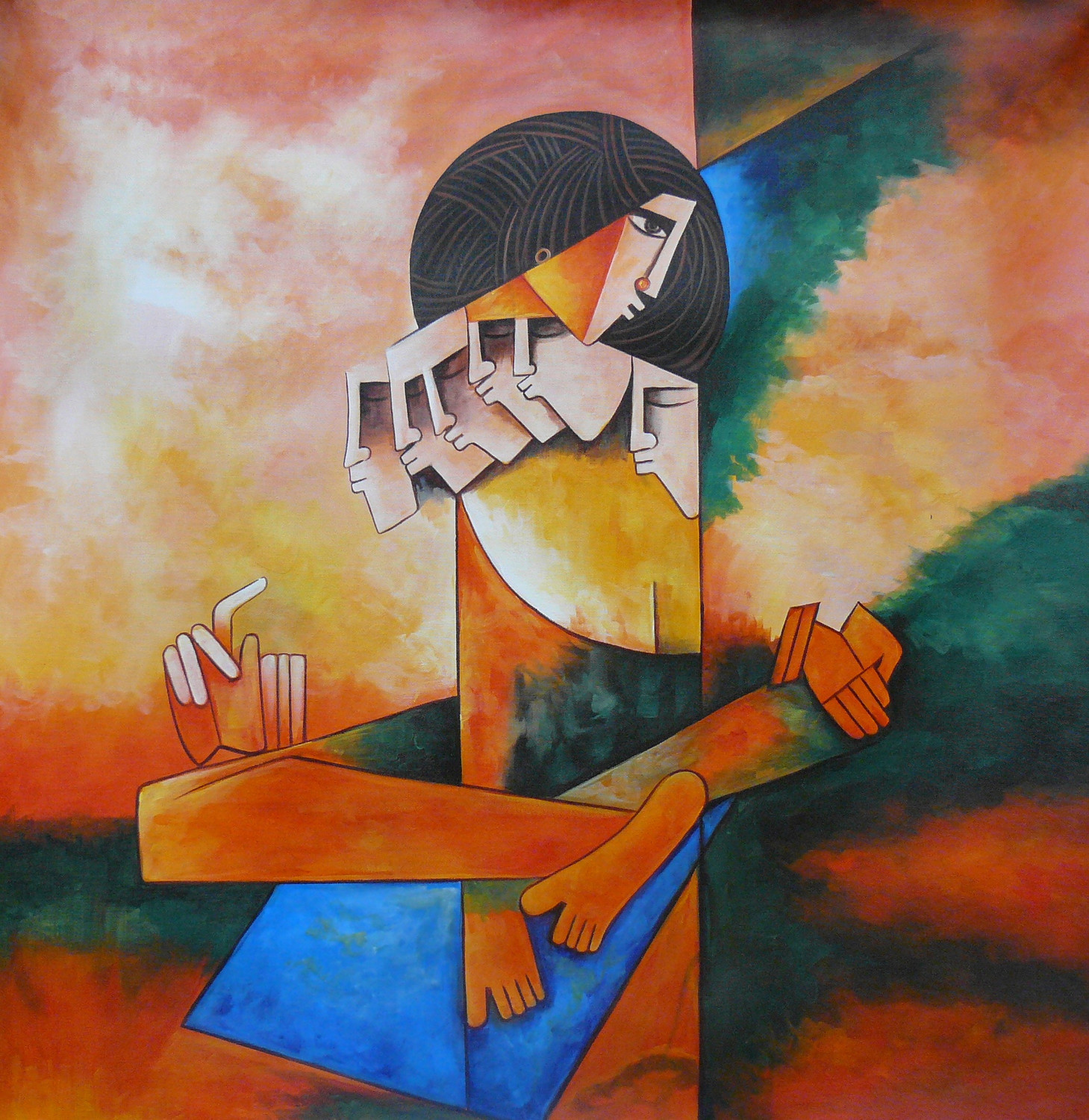 Figure Modern Paintings Modern Abstract Figure Painting Splice Face