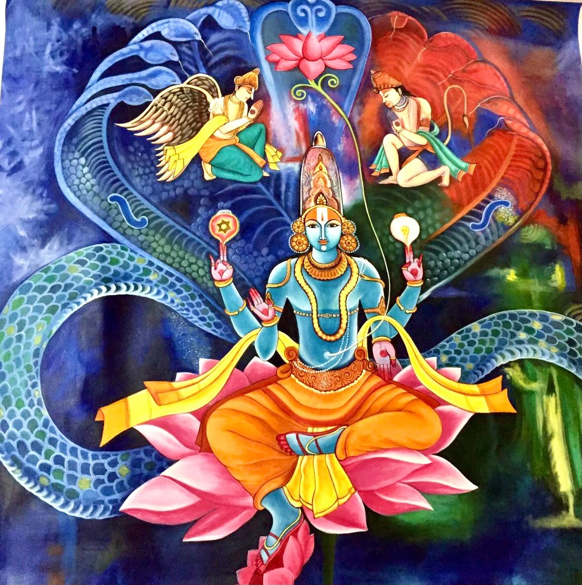 Indian Spiritual Paintings Radhakrishna Madhubani Painting