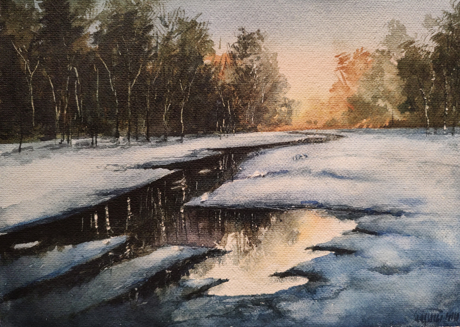 Buy Melting Snow - Realism, Impressionism Painting Online | Fizdi